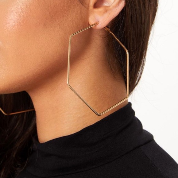 Jewelry | Hexagon Oversized Hoops | Poshmark